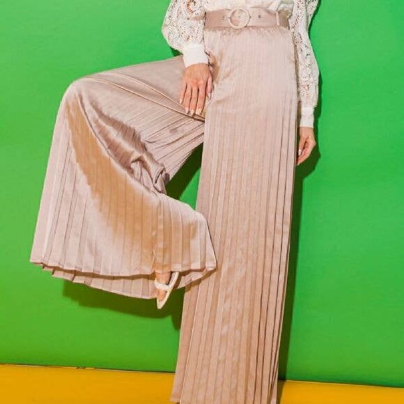 Flying Tomato | Pants & Jumpsuits | 44 Champagne Pleated High Waisted ...